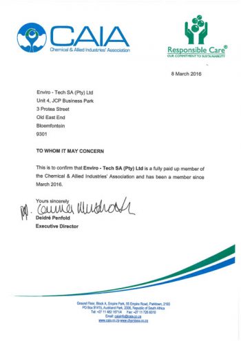 Accreditation – Enviro-Tech SA